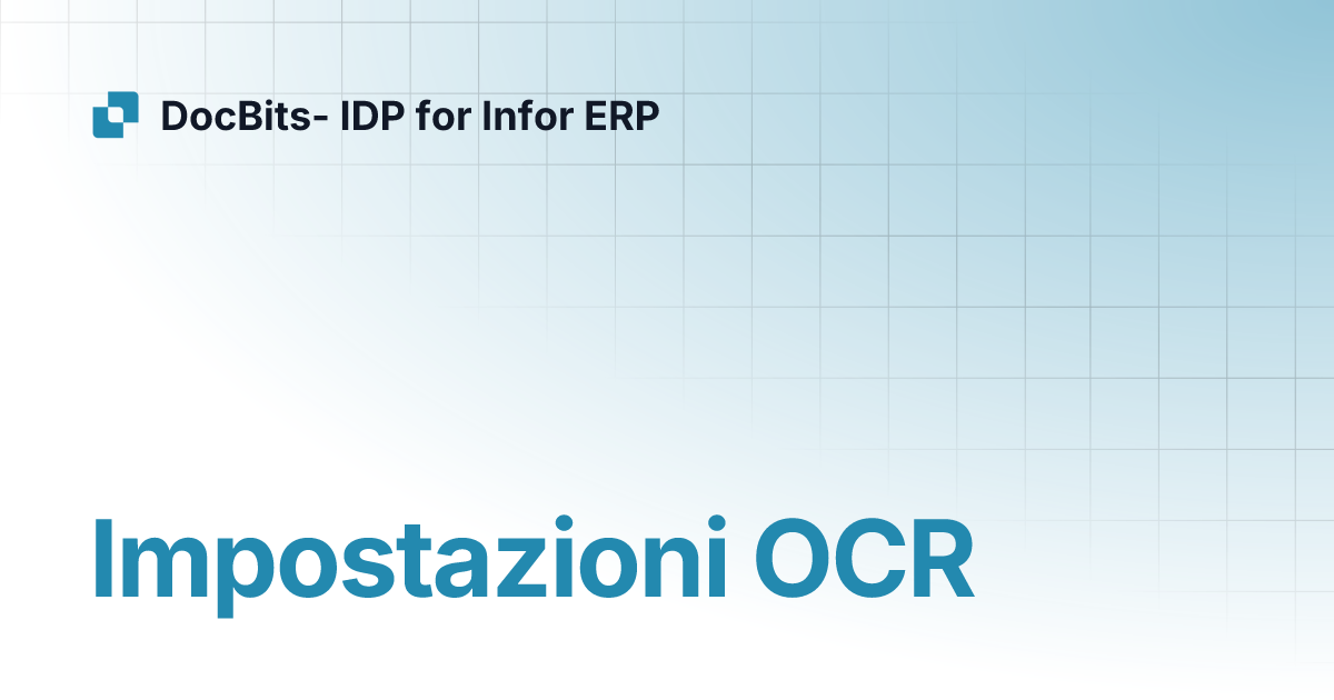 Configurações de OCR | DocBits- IDP for Infor ERP