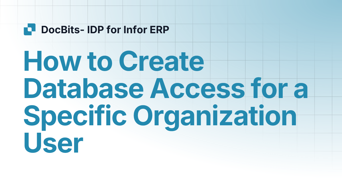 How To Create Database Access For A Specific Organization User